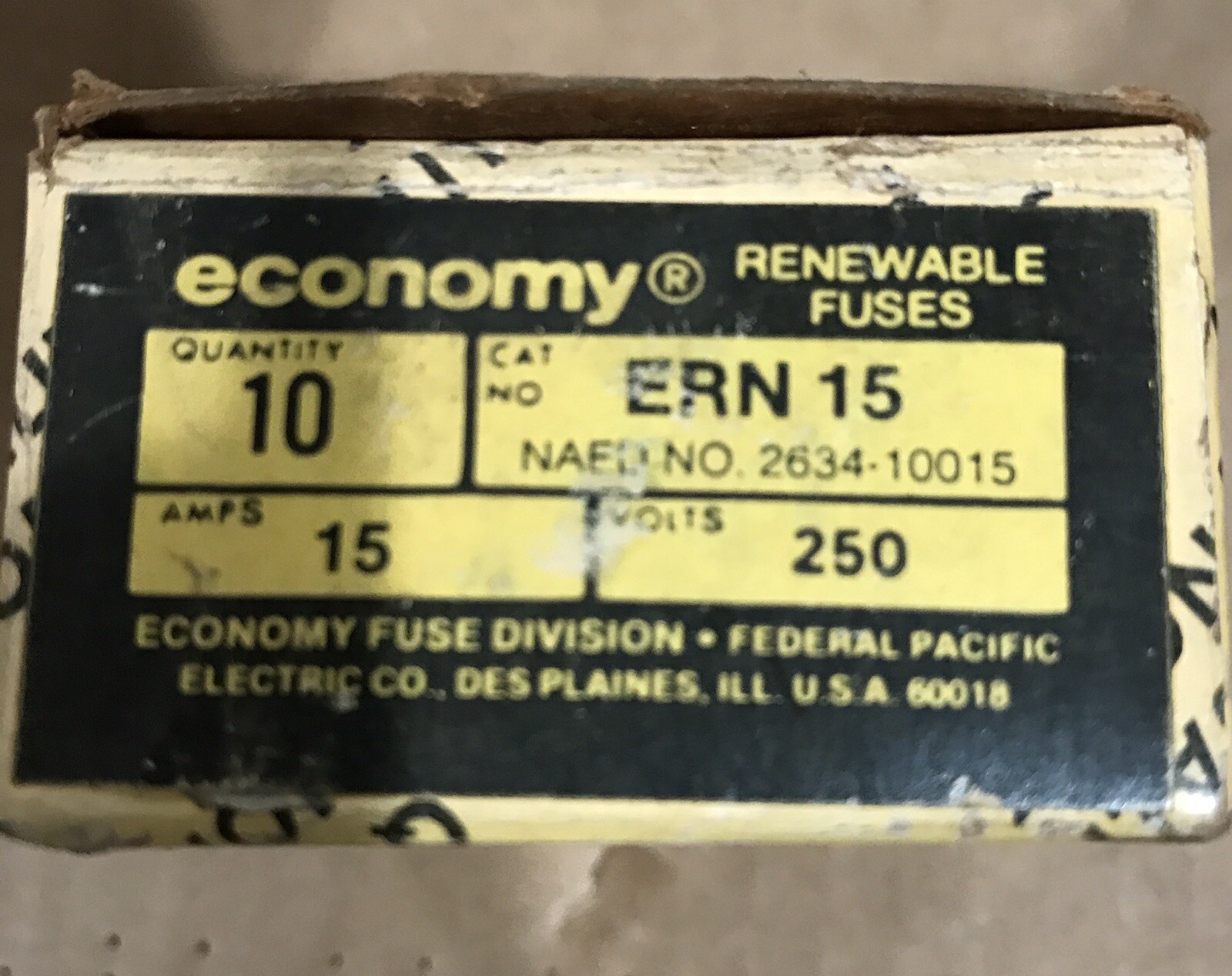 ECONOMY ERN 15 RENEWABLE FUSES 15A / 250V (BOX OF 10) | eBay