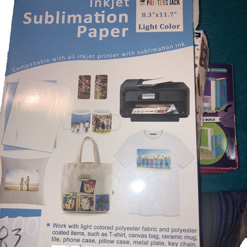 Printer's Jack 8.5" x 11" light color inkjet sublimation paper new open ...