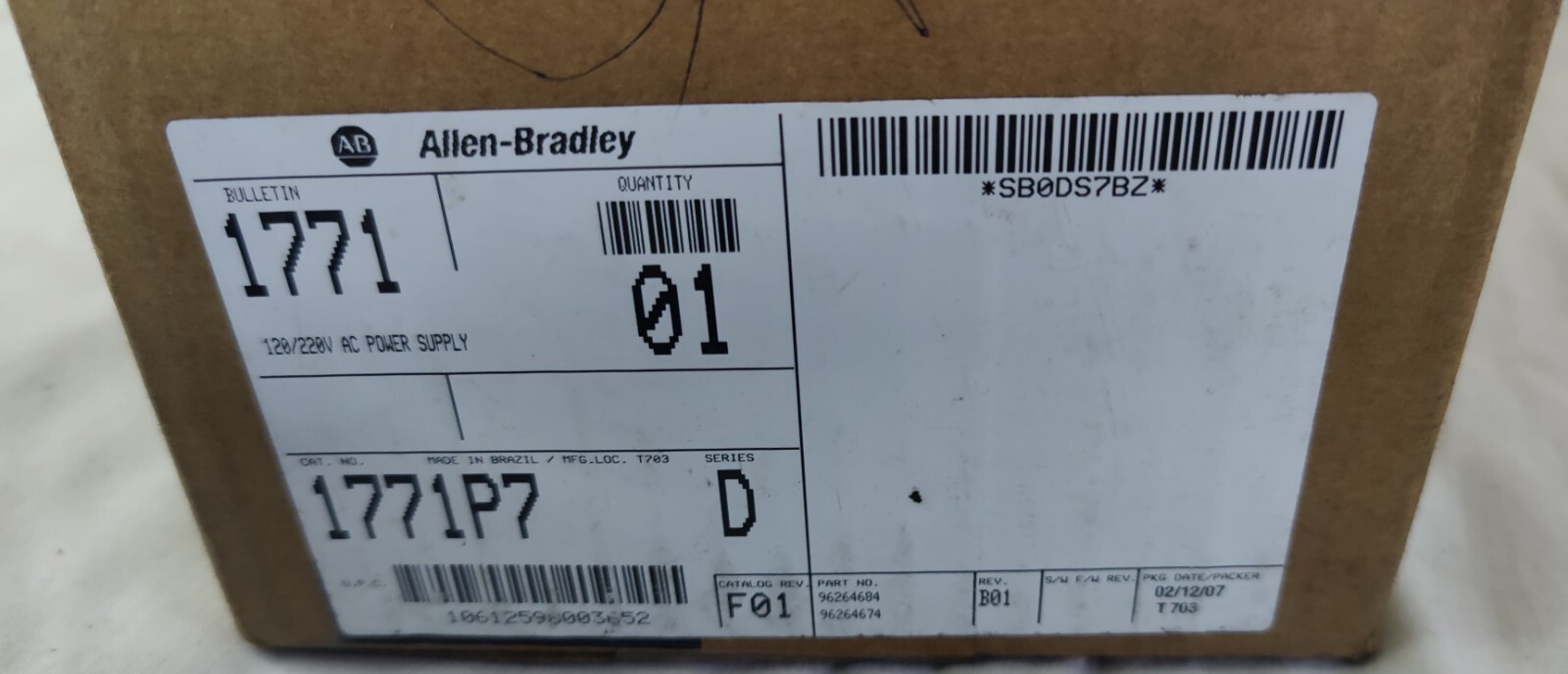 Allen-Bradley 1771-P7 Power Supply 16A 120/220V AC for 1771 I/O Chassis ...