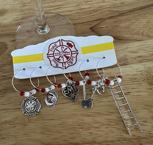 Firefighter Wine Charms, Wine Gift, Fire Department, EMT 🧑‍🚒 🍷 🍺 🚒 | eBay