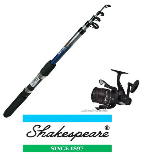 Shakespeare Fishing Reel & Telescopic Oxygen Carbon Tele Travel Fishing ...