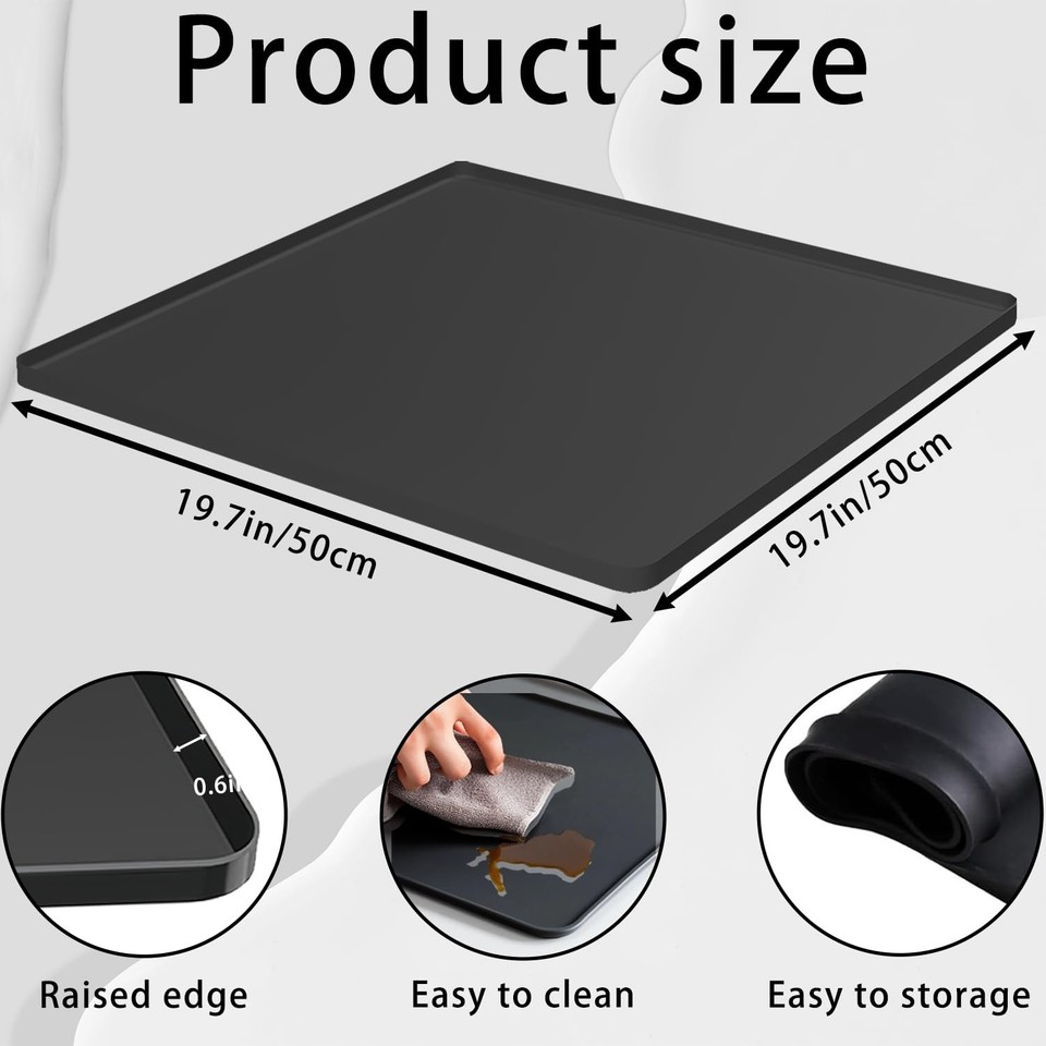 Water Cooler Drip Pan Mat 19.7"x19.7" – Leak-Proof Non-Slip Silicone ...