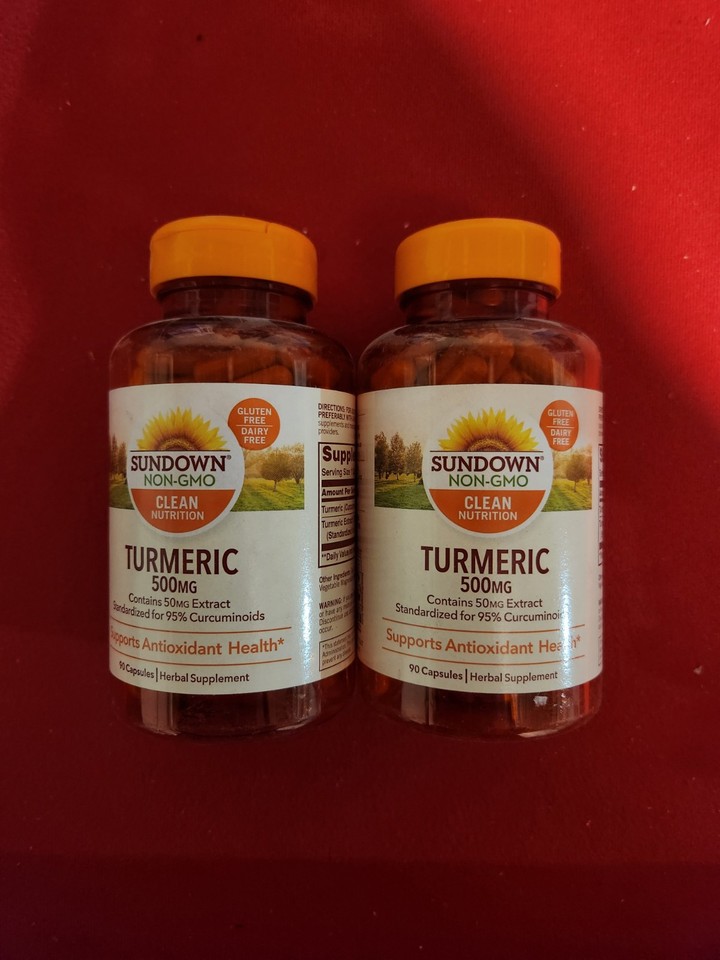 LOT 2!!! SM Sundown Naturals Turmeric 450 mg Capsules 90 ea | eBay
