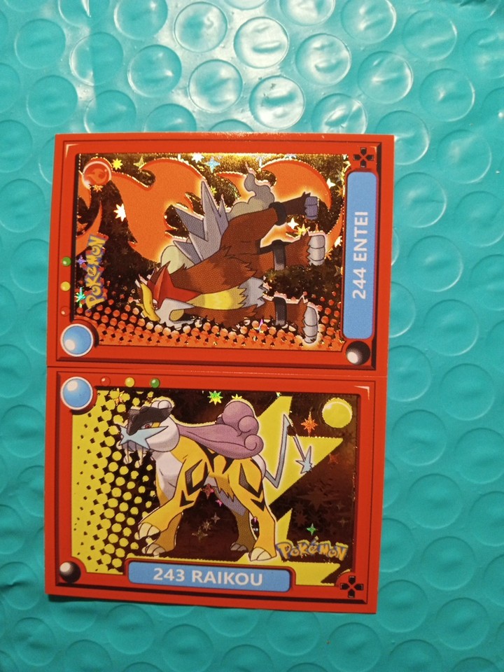 Raikou Entei Sticker Gold Star Foil Pokedex Flash Editorial Pokemon | eBay