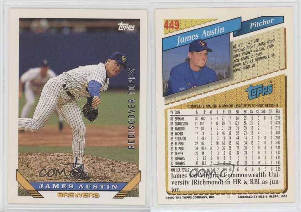 2017 Topps Rediscover Buybacks Silver Jim Austin James #1993-449 f6p ...