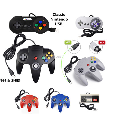 Retro N64 SNES Classic Wired USB Controller Gamepad for Windows PC MAC ...