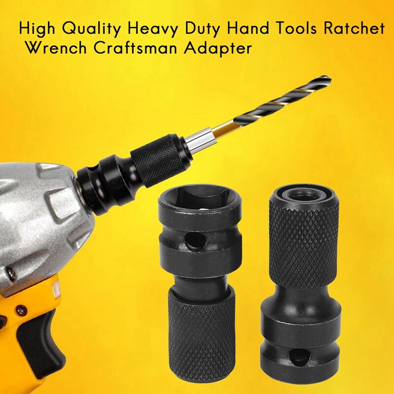 2 Pack 1/2 Square Drive to 1/4 Hex Socket Adapter Release Chuck Conve ...
