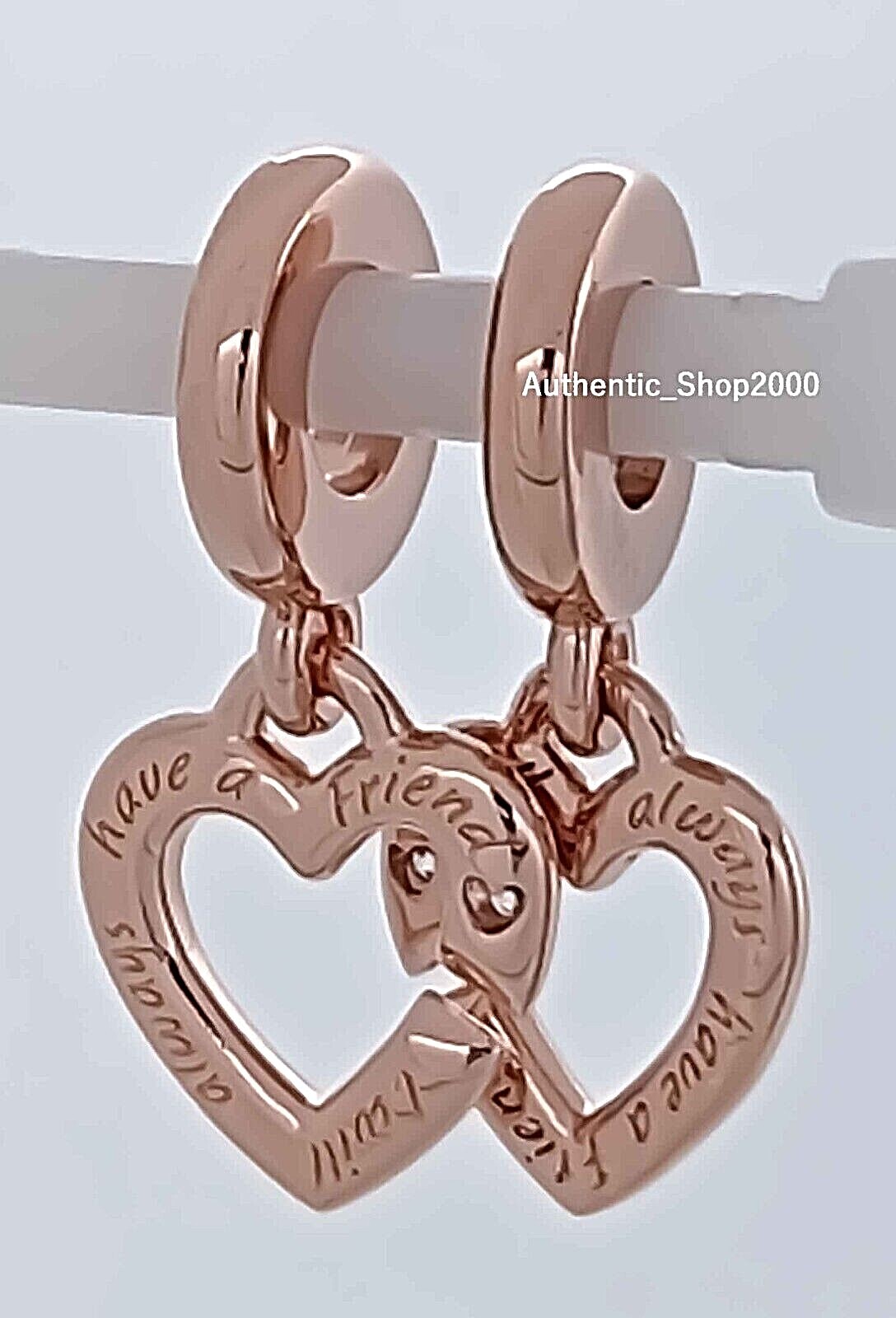 New 100% Authentic PANDORA Rose Gold Linked Sister Hearts Split Charms ...