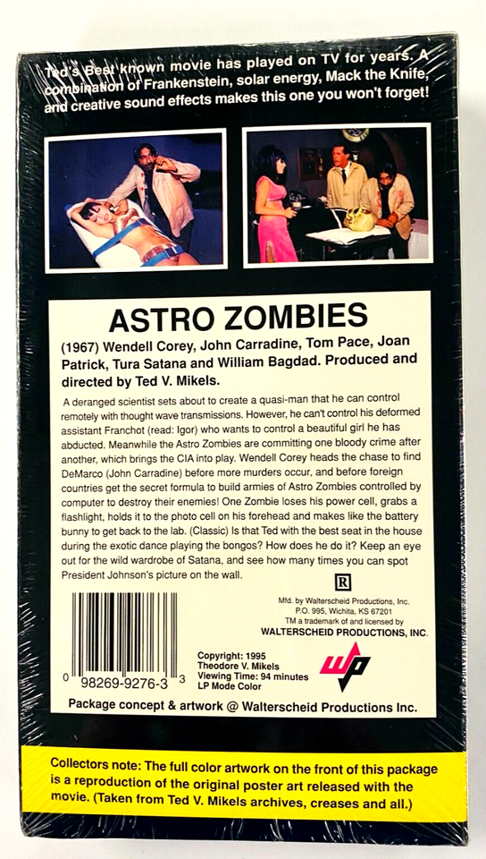 Astro Zombies Horror John Carradine VHS Ted V. Mikels -Cult B-Movie ...