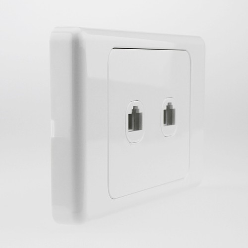 2 Gang Port Wall Plate outlet Clipsal Style RJ45 Cat 6 Data Network LAN ...