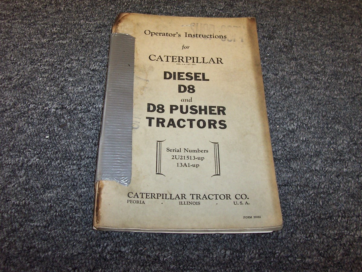 CAT Caterpillar Diesel D8 & Pusher Tractors Owner Operator User Guide ...