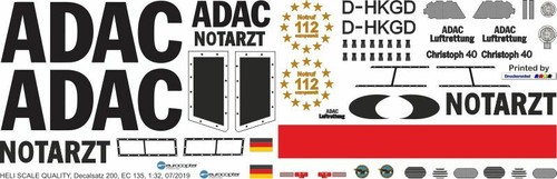 Decal 200 EC 135 ADAC D-HKGD Christoph 40 | eBay
