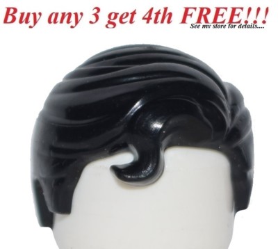 ☀️NEW Lego Minifig Hair Male boy Black Swept Right w/ Front Curl City ...