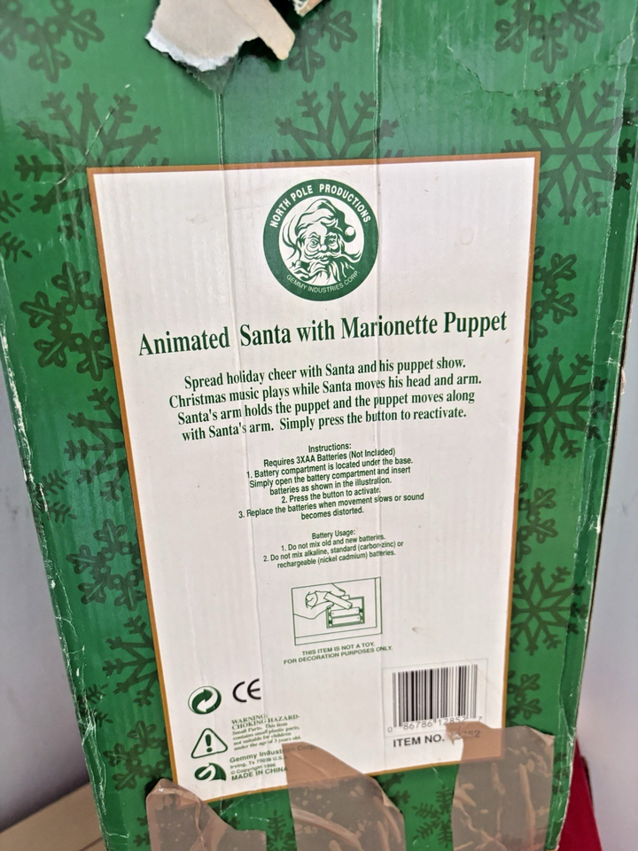 vintage retro father christmas santa animated puppet decoration novelty ...