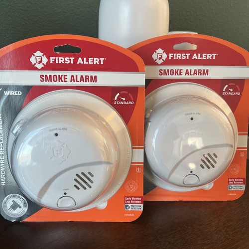 2 First Alert 9120B/ SMI100-AC Smoke Detector Alarm, AC Powered Battery ...
