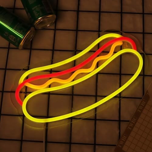 Hot Dogs Neon Sign for Wall Decor, Light up Delicious Food Hamburg LED ...