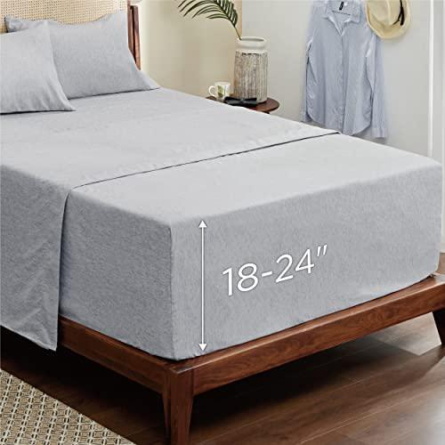 Bedsure Extra Deep Pocket Queen Sheet Sets Grey - Air Mattress Sheets ...