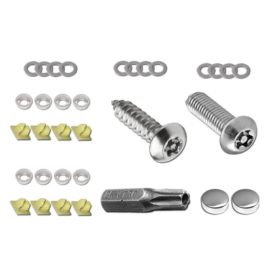 Stainless Steel Anti Theft Auto Security License Plate Screw Set Car ...
