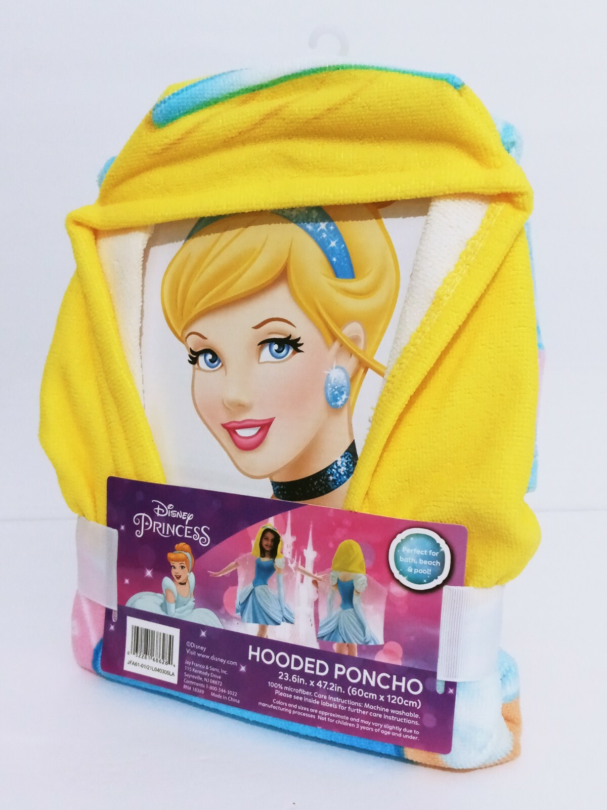 Disney Cinderella Princess Poncho Girls Hooded Bath Beach Towel 23.6"× ...