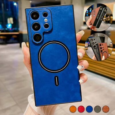 For Samsung Galaxy S24 S23 Ultra S22+ Plus MagSafe Magnetic Leather ...