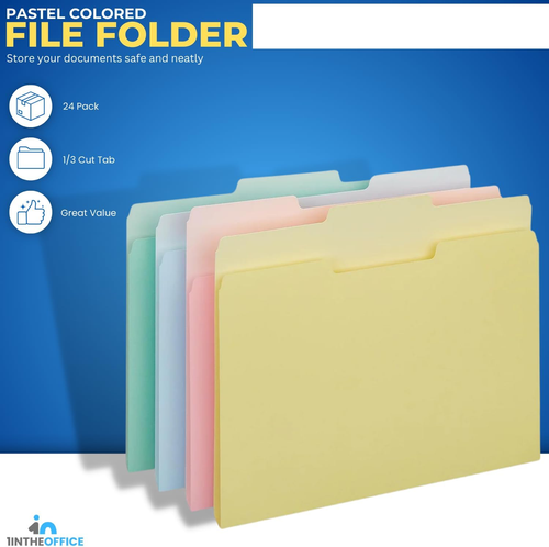 Colored File Folders Letter Size, Top-Tab File Folders, 3 Tab, 5 ...