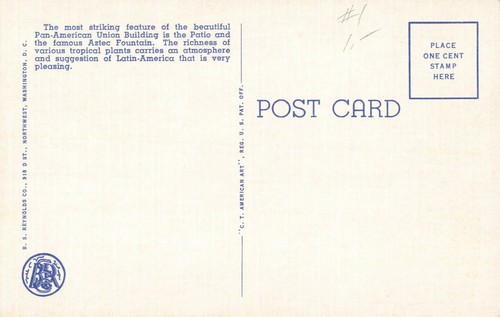 Postcard Patio and Fountain Pan American Union Washington DC | eBay