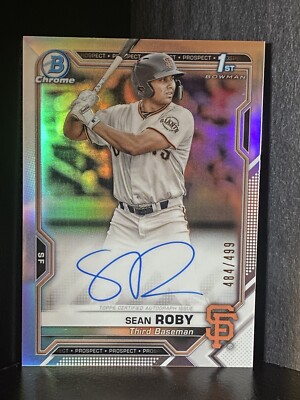 2021 Bowman Chrome 1st Sean Roby Refractor Auto 484/499 Giants ROOKIE ...