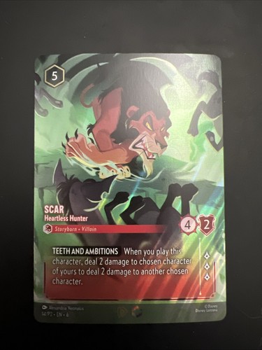 Disney Lorcana Card Scar Heartless Hunter 14/P2 Enchanted Championship ...