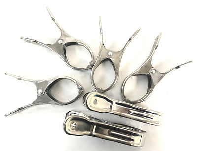 6pcs Stainless Steel Strong Market Stall Spring Clamps Large Metal ...