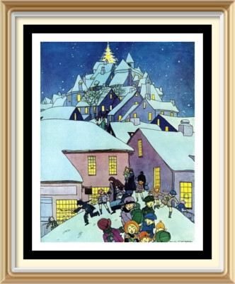 Original c1975 Vintage 50+ yr Old WRIGHT BARNEY Print CHRISTMAS 1928 ...