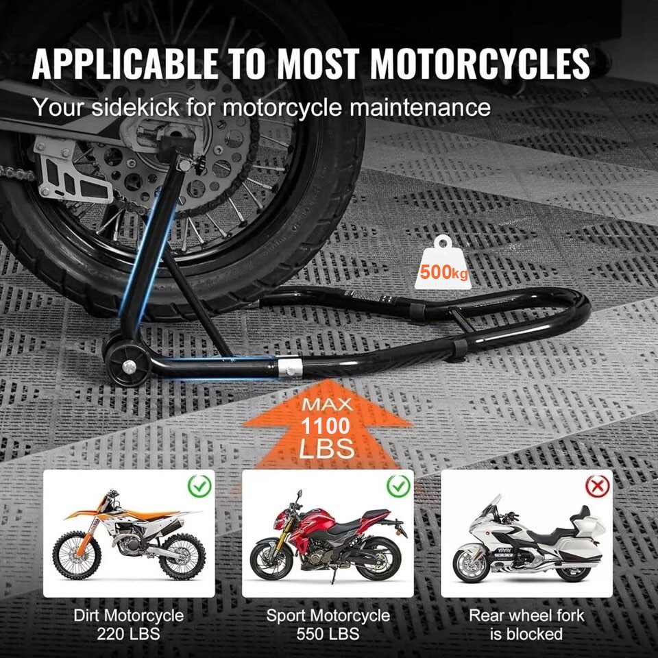 500KG Motorcycle Stand Paddock Heavy Duty Rear Wheel Lift Motorbike ...