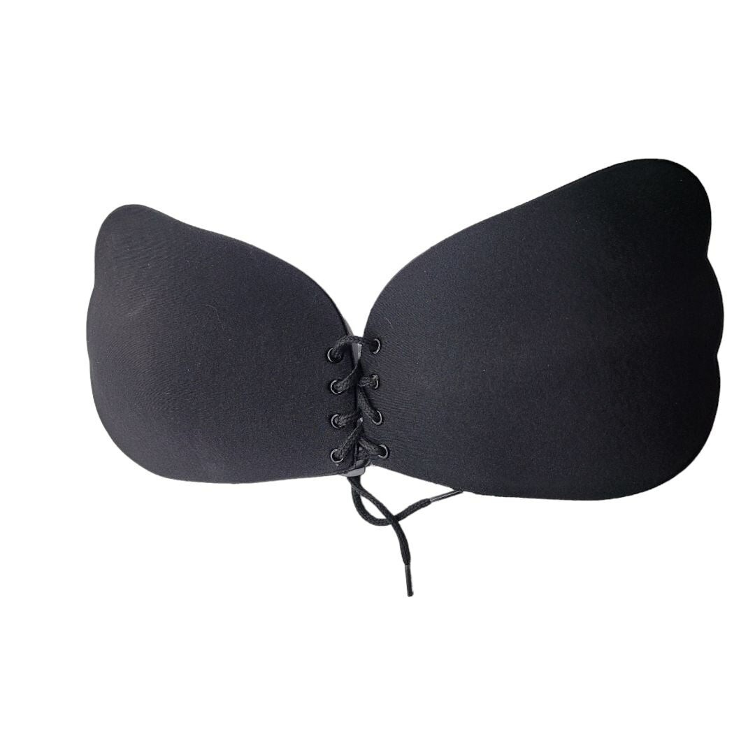 Kiss Bobo Strapless D Bra Womens Black Adjustable Sticker Soft Reusable ...