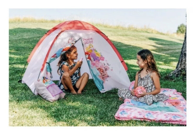 Disney Princess Kids 4 Piece Camping Set with Tent & Sleeping Bag ...