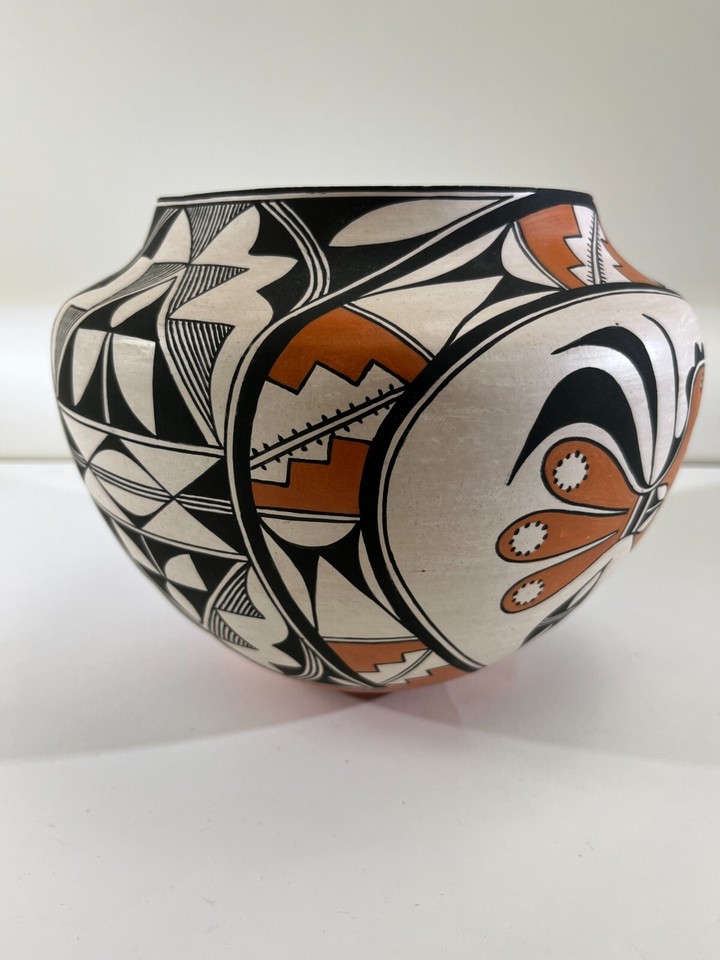 VTG Florence Aragon Signed Polychrome Olla Pot ~ Acoma Pueblo Charity ...