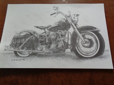 1949 Harley Davidson Panhead Drawing Print | eBay