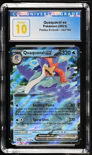 CGC Graded 10 Pristine Quaquaval ex 052/193 Paldea Evolved Pokemon Card ...