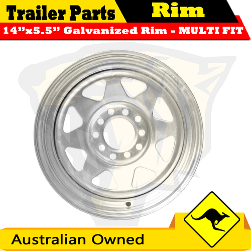 Superior 14 Inch Multi-fit Galvanised Trailer Rim 14x5.5JJ Ford/HT Stud ...
