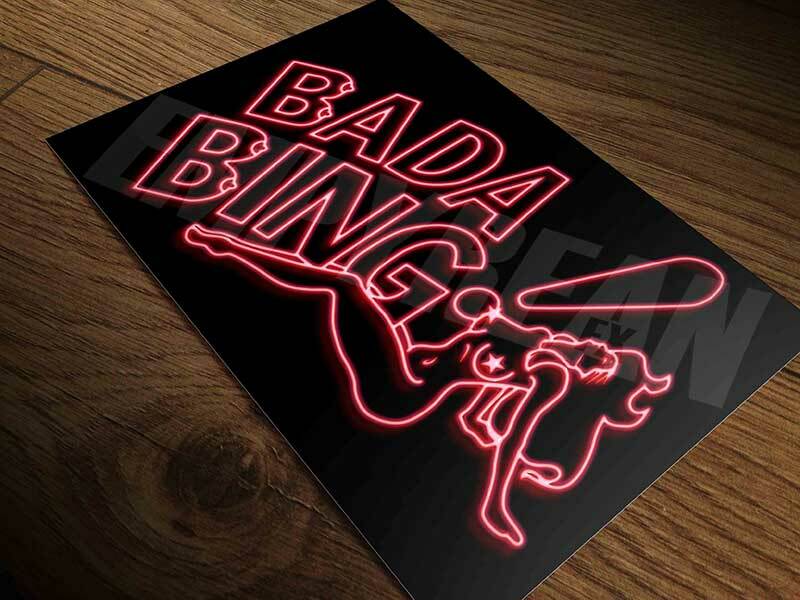 The Sopranos Bada Bing Neon Sign Style Poster Wall Art Print | eBay