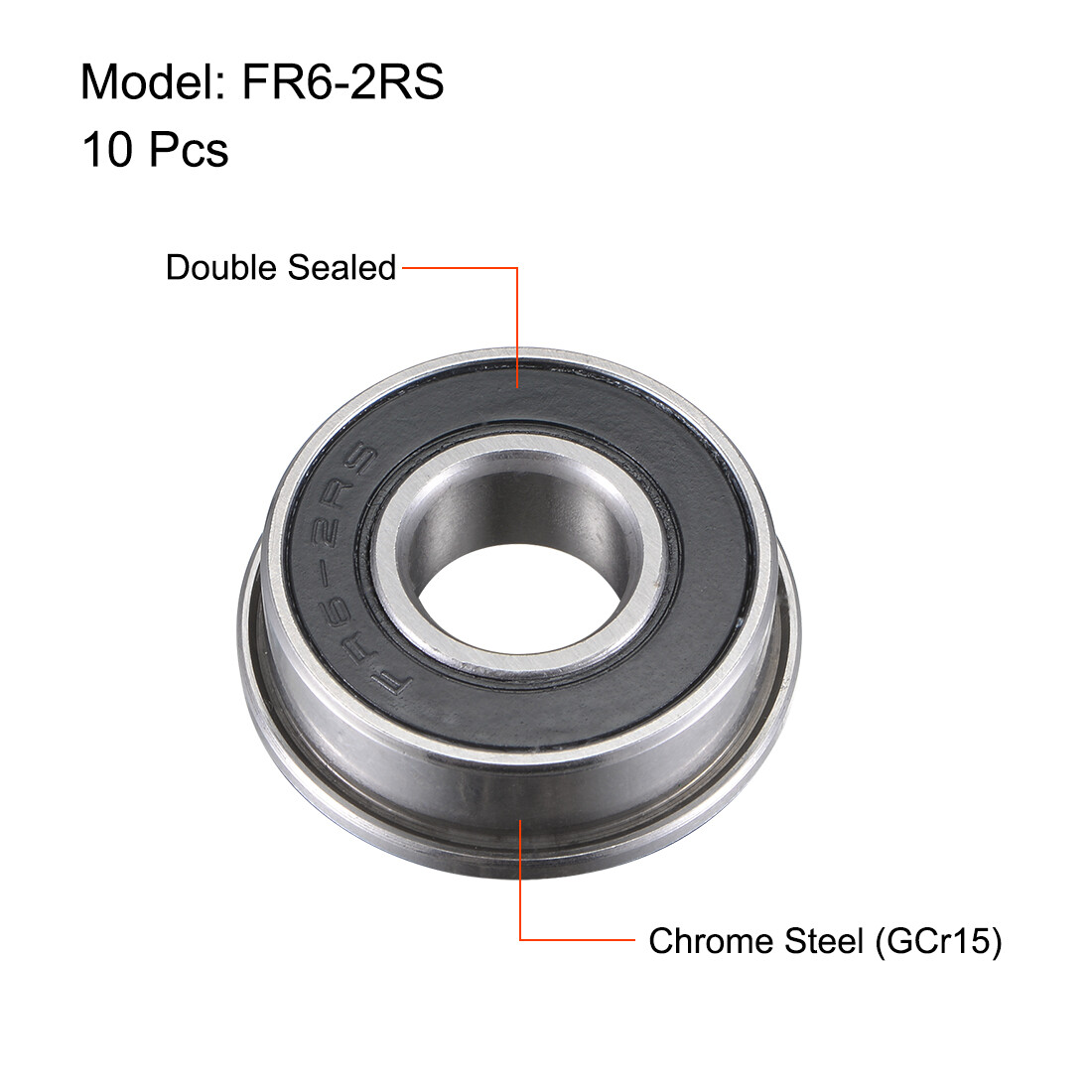 10pcs FR6-2RS Flange Ball Bearing Sealed Chrome Steel Bearings 3/8"x 7/ ...