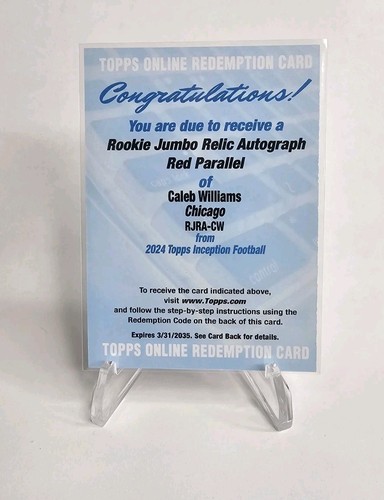 2024 Topps Inception Caleb Williams Rookie Red Jumbo Auto /75 RPA 🔥 ...