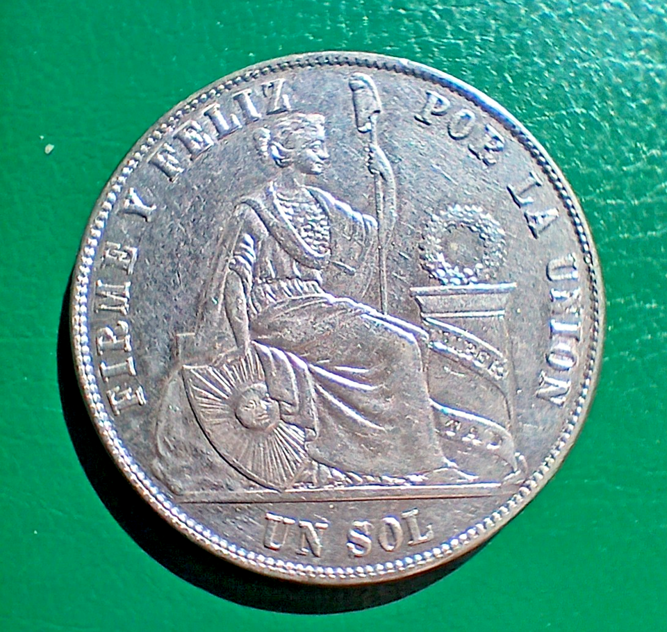 PERU 1873-J. 900 SILVER UN SOL COIN | eBay