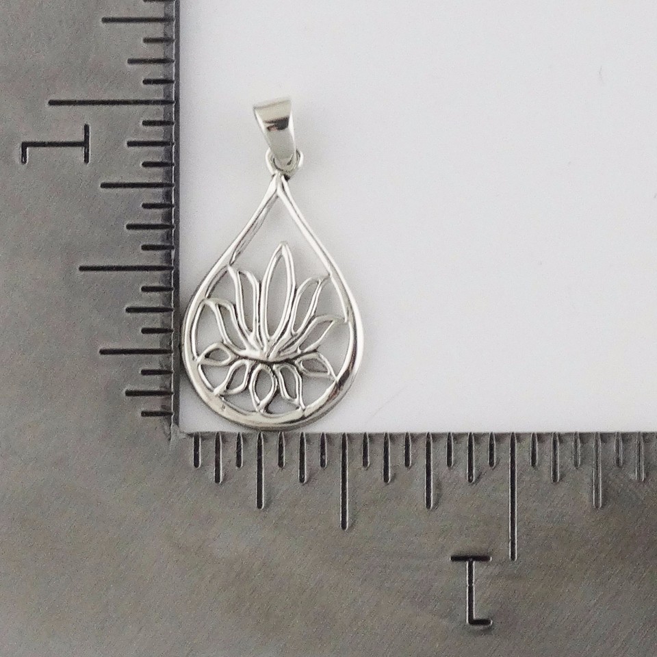 Teardrop Lotus Pendant - 925 Sterling Silver - Flower Yoga Open Gift ...