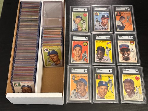 1954 Topps Baseball complete set 1-250, w/ 9 SGC, Aaron Jackie EX 5 ...