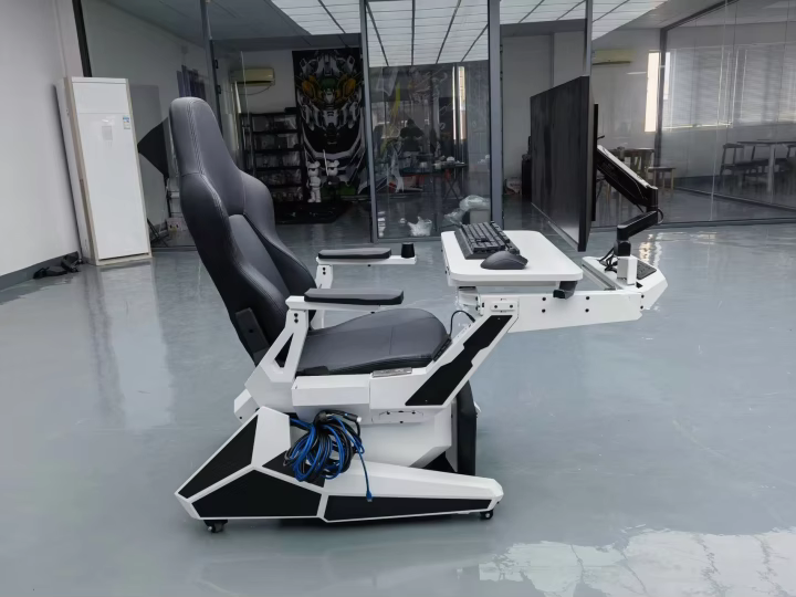 Gaming Cockpit Ergonomic Recliner Chair Workstation with Dual Monitor ...