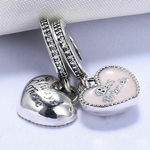 Authentic Sterling Silver Best Friends Pink Enamel & Clear CZ Charm ...