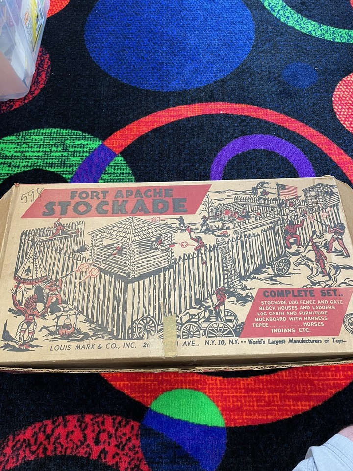 Vintage 50s Louis Marx Fort Apache Stockade Plastic Playset W/ Box Lots ...