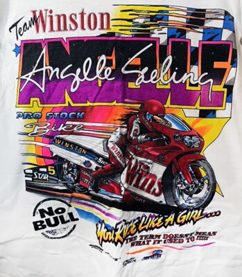 VRHTF VTG SUPER COOL NHRA "NHRA ANGELLE TEAM WINSTON PRO STOCK BIKE T ...