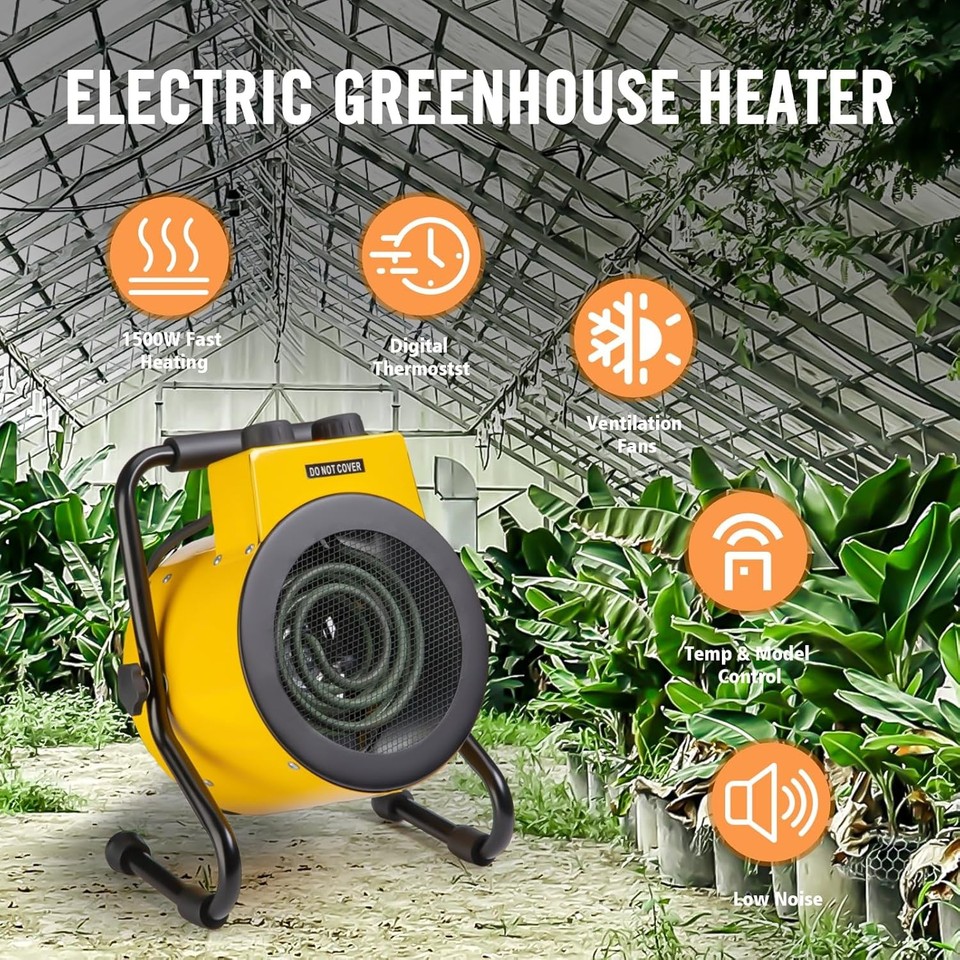 Greenhouse Heater with Digital Thermostat, Green House Heater for ...