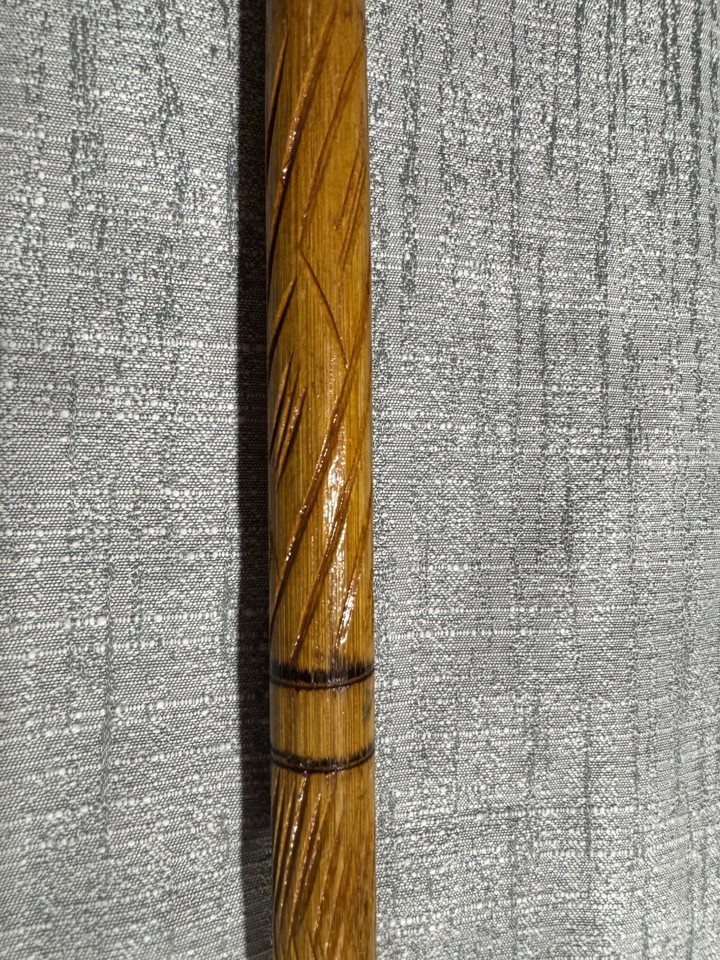 Vintage Bamboo Style Walking Stick Cane 93cm long great patina metal ...