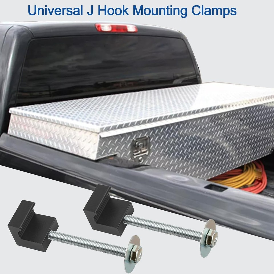4Pcs Truck Tool Box Mounting Kit - Upgraded J Hook Crossover Black | eBay
